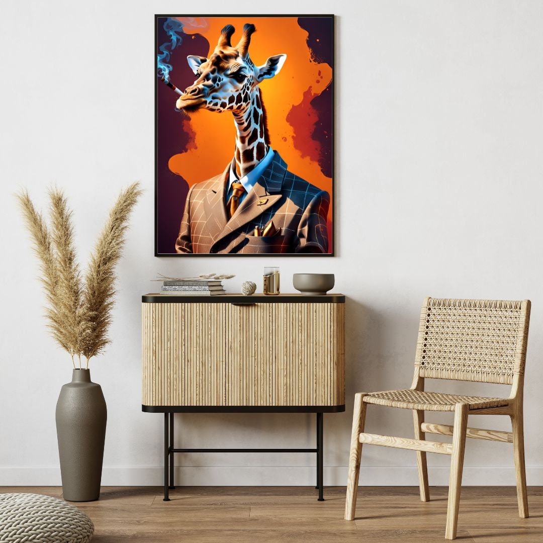 Mafia Giraffe Wall Art, Animal Wall Art, Printable, AI Art, Home Decor ...