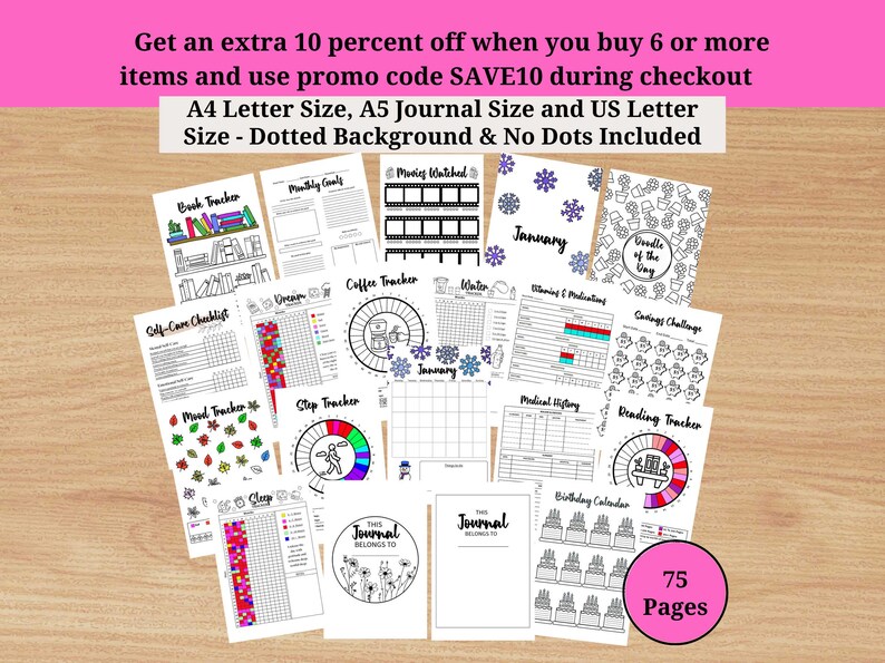 Premade JOURNAL BUNDLE Printable Pages Undated Bujo Planner - US Letter ...