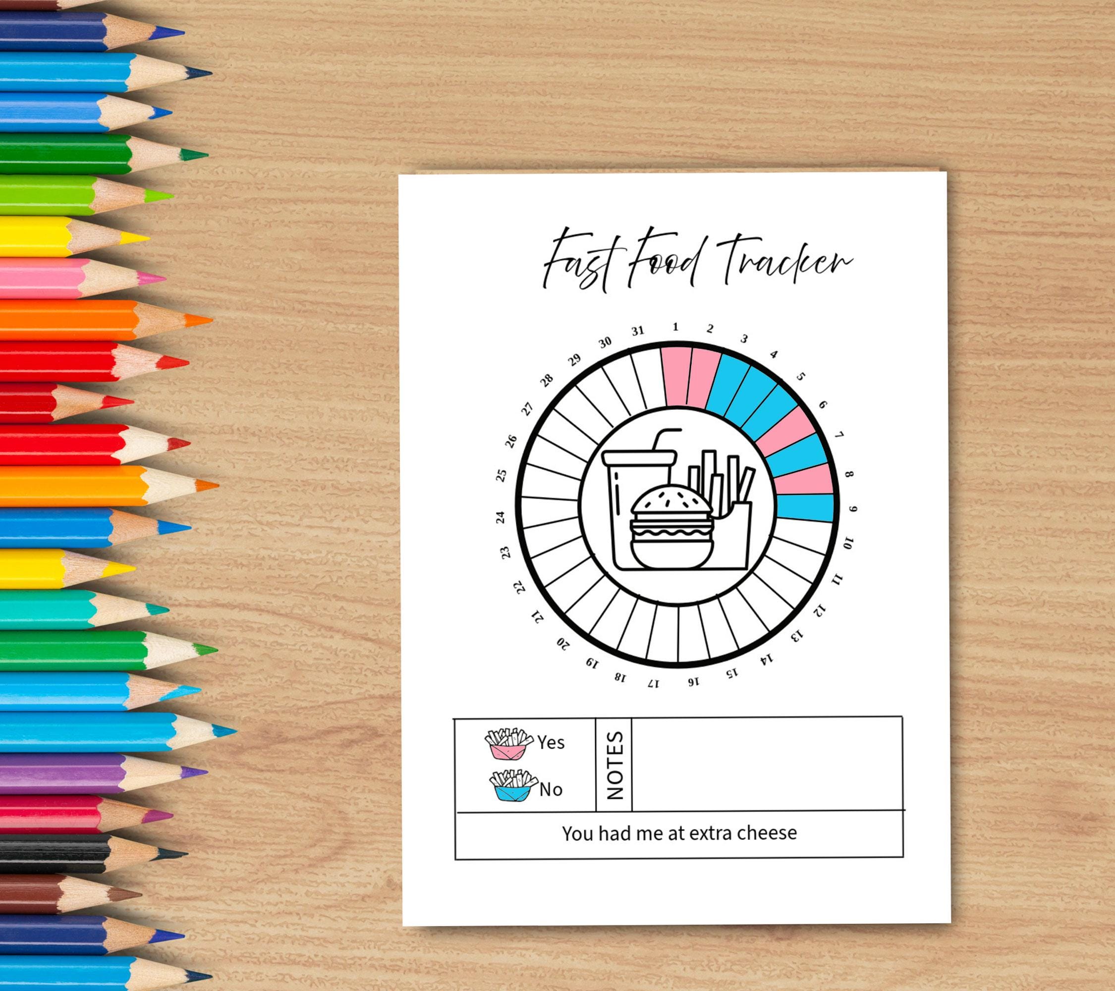 Fast Food Tracker PRINTABLE Journal Page Planner Page Health Tracker ...