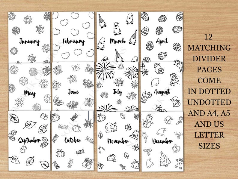 Premade JOURNAL BUNDLE Printable Pages Undated Bujo Planner - US Letter ...