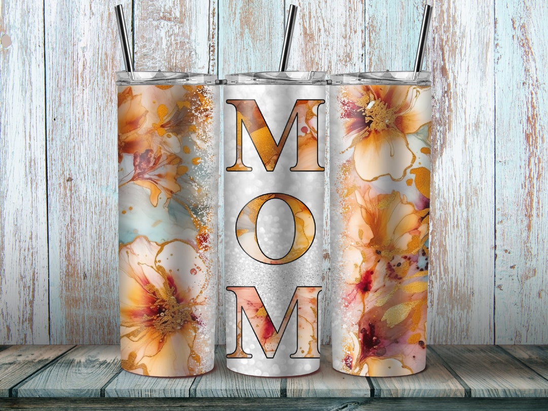 20 Oz Mom Mother Watercolor Flowers Split Design Sublimated - Etsy