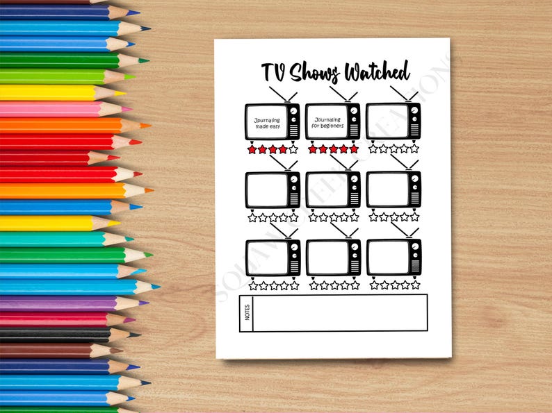 TV Show Tracker PRINTABLE Journal Page - TV Show Review Log Watchlist ...