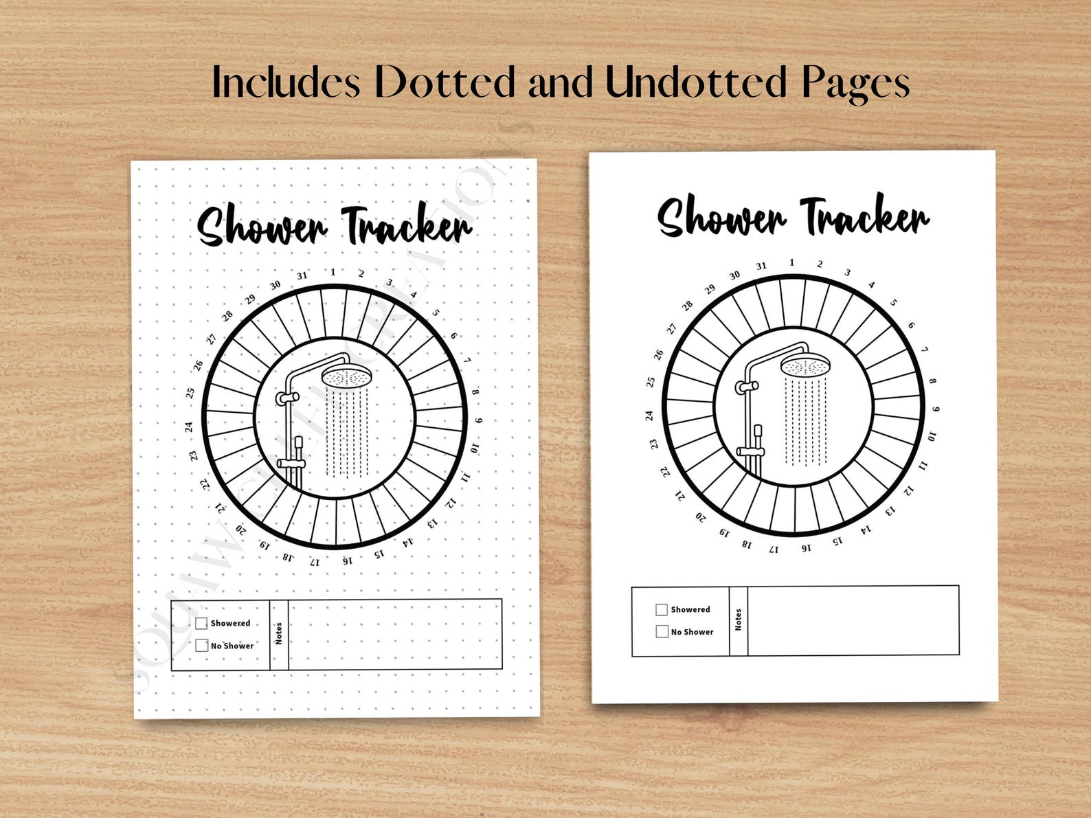 Shower Tracker PRINTABLE Premade Bullet Journal Page - Planner Page ...
