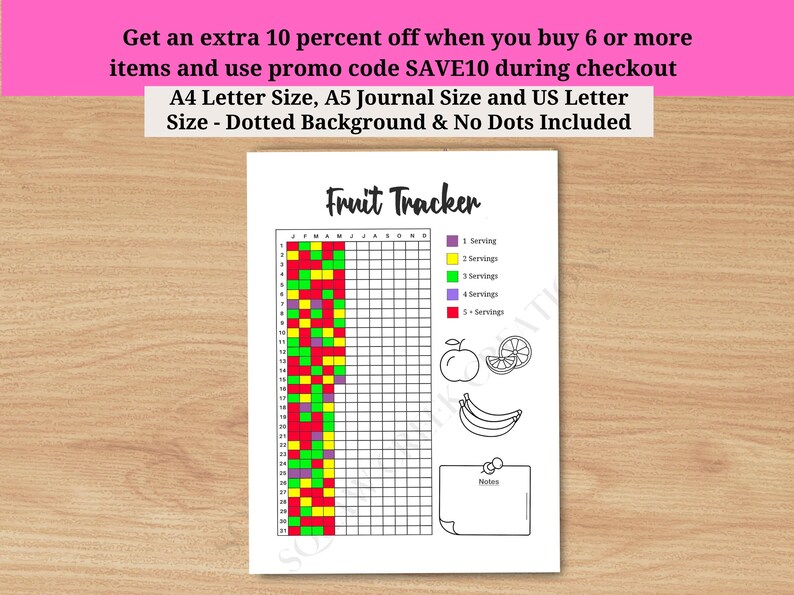 Fruit Tracker PRINTABLE Journal Page - Yearly Pixel Tracker Healthy ...