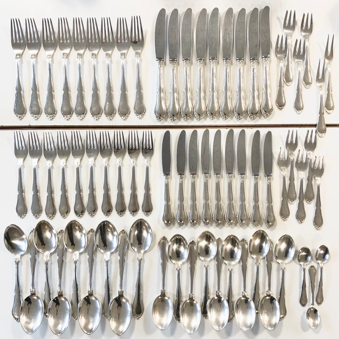 Danish Vintage Mid Century “brynje” 71 Pieces of Silverplate Dinner ...