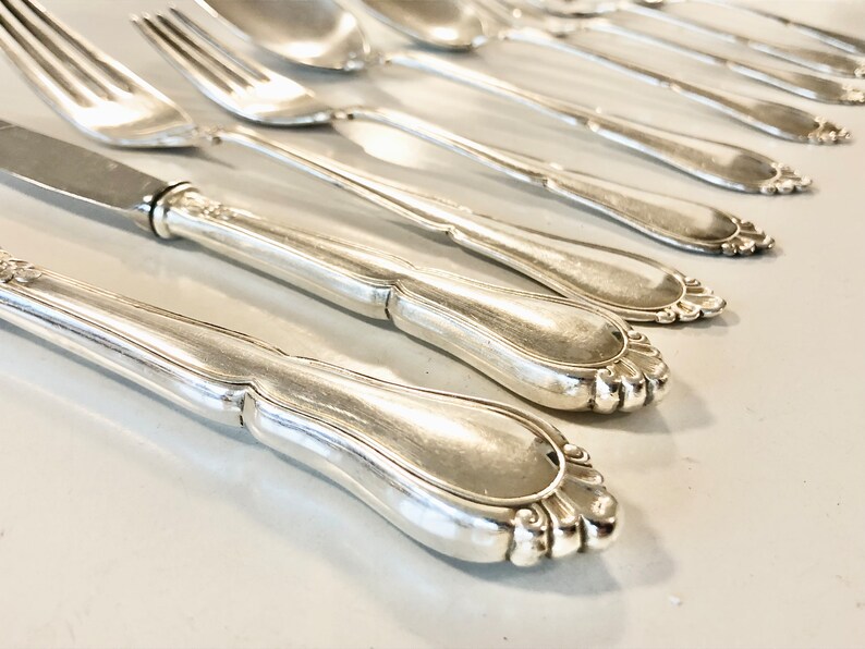 Danish Vintage Mid Century “brynje” 71 Pieces of Silverplate Dinner ...