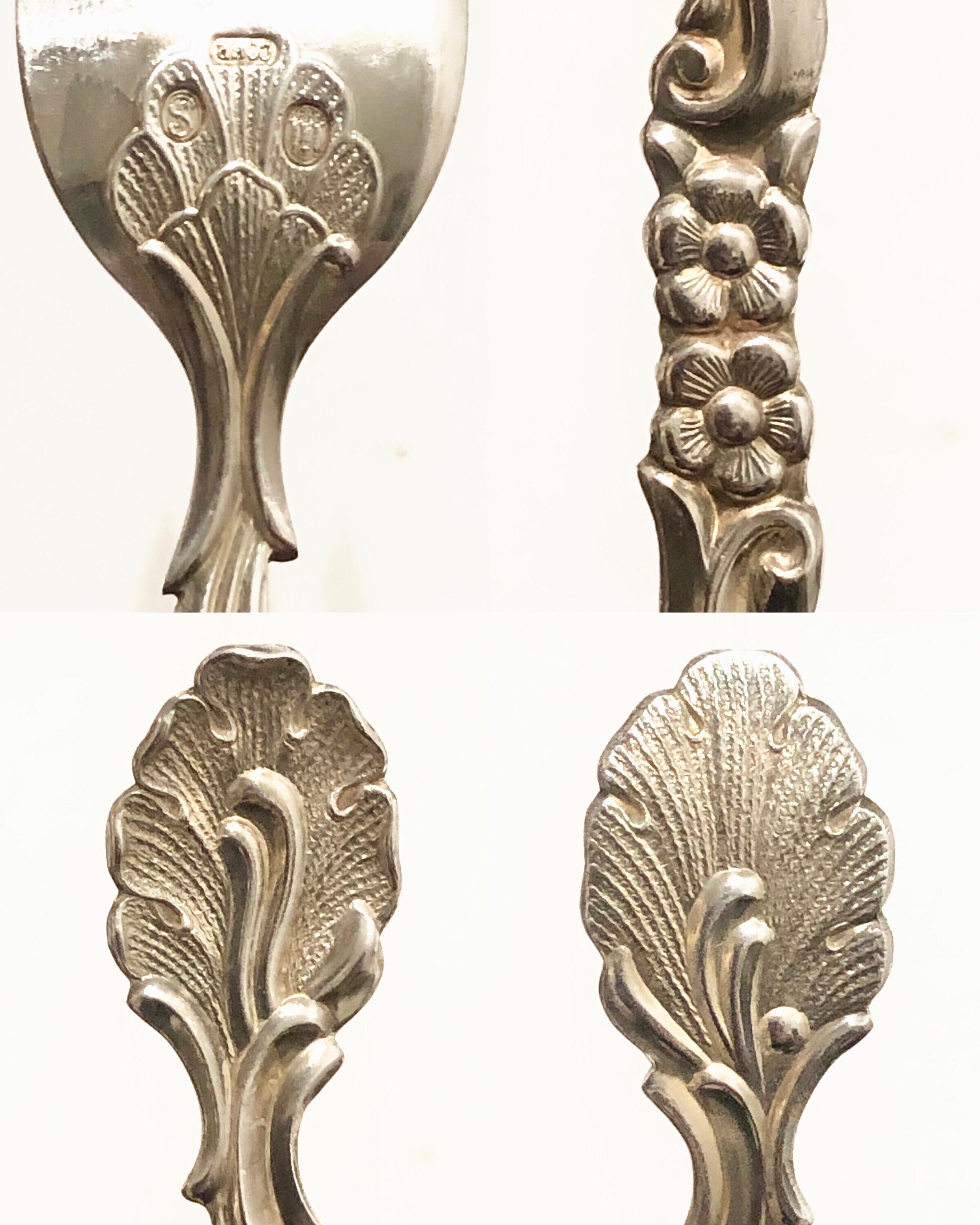 Set of Ten Rare and Elegant Silver Cake Forks With Floral Pattern ...