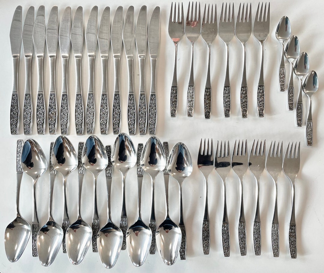 Danish Mid Century Modern petite Rose Design 40 Pieces of Flatware by ...