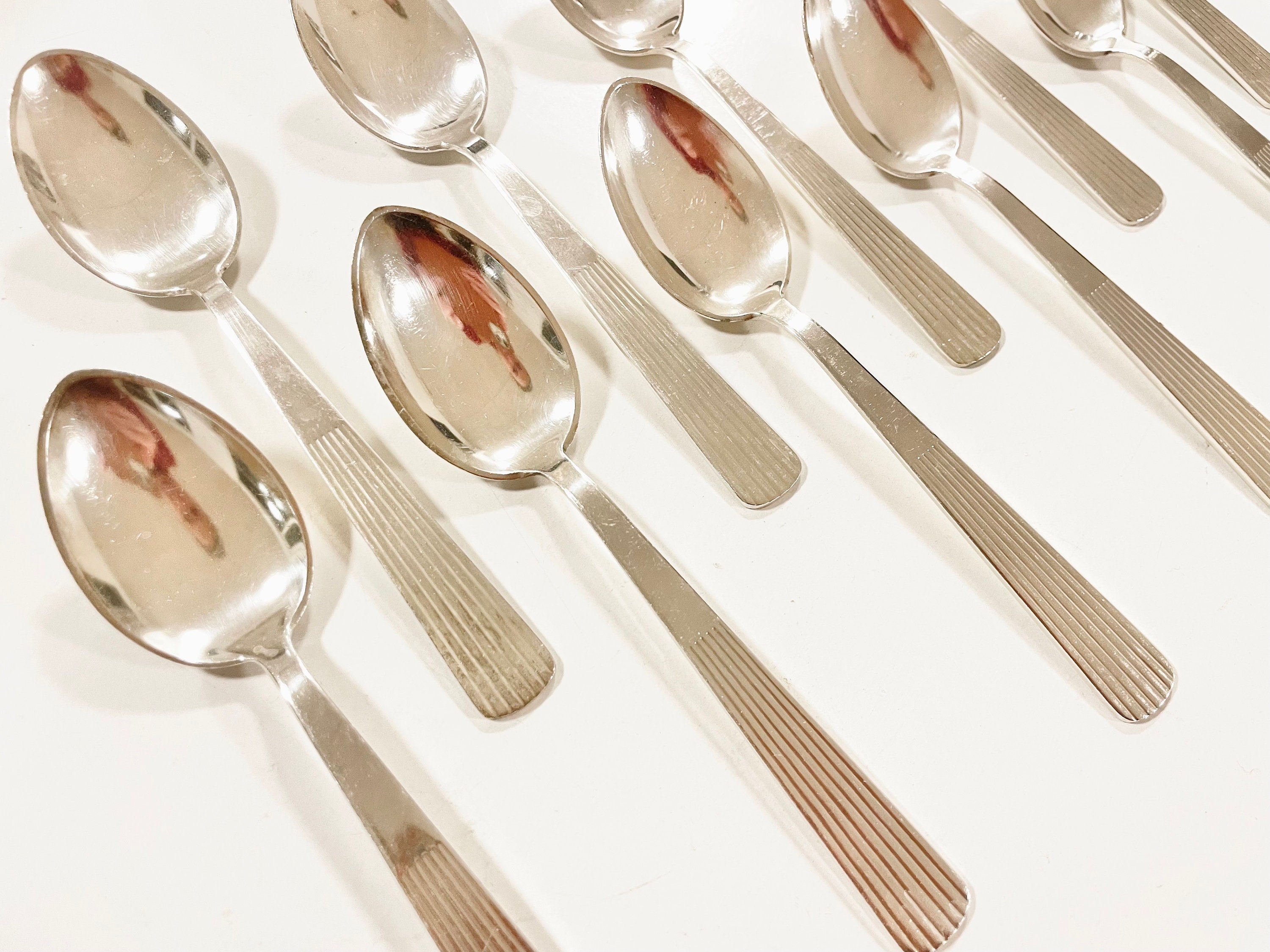 Stylish Mid Century Danish Vintage Silverplate Soup Spoons With ...