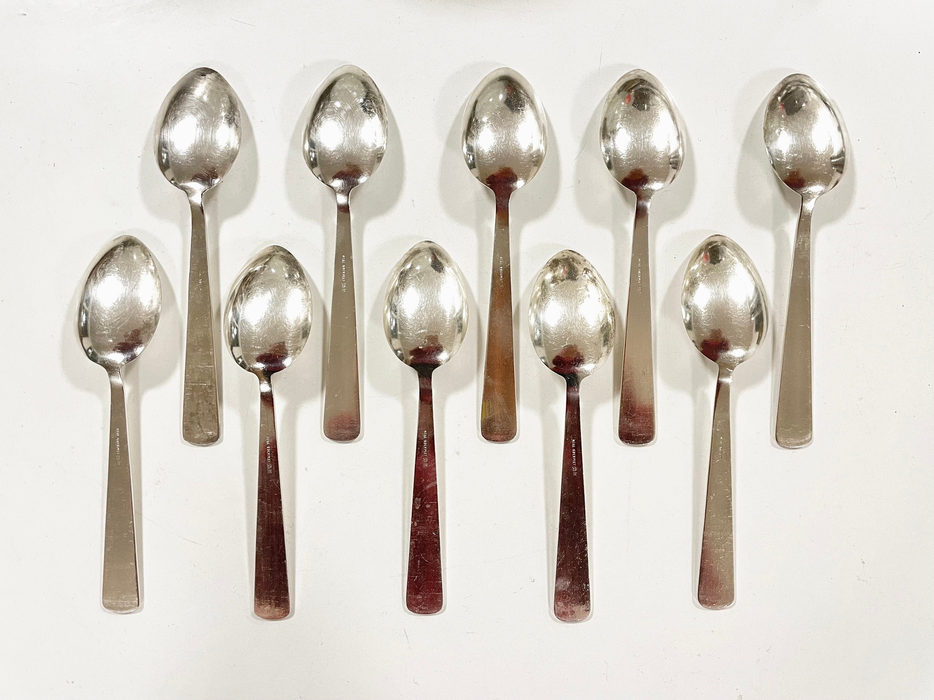 Stylish Mid Century Danish Vintage Silverplate Soup Spoons With ...
