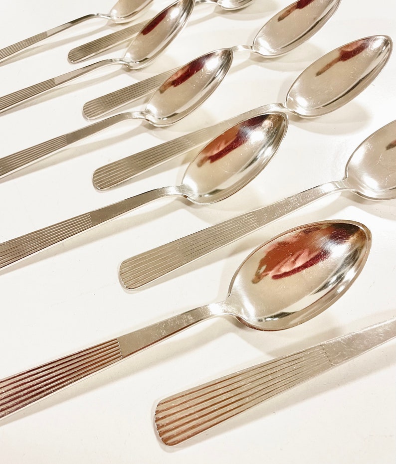 Stylish Mid Century Danish Vintage Silverplate Soup Spoons With ...