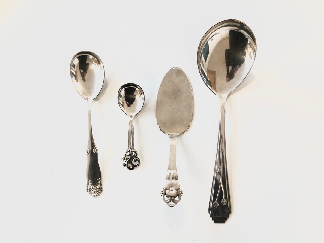 Vintage Danish Early 20th Century Silver Serving Items With Floral ...