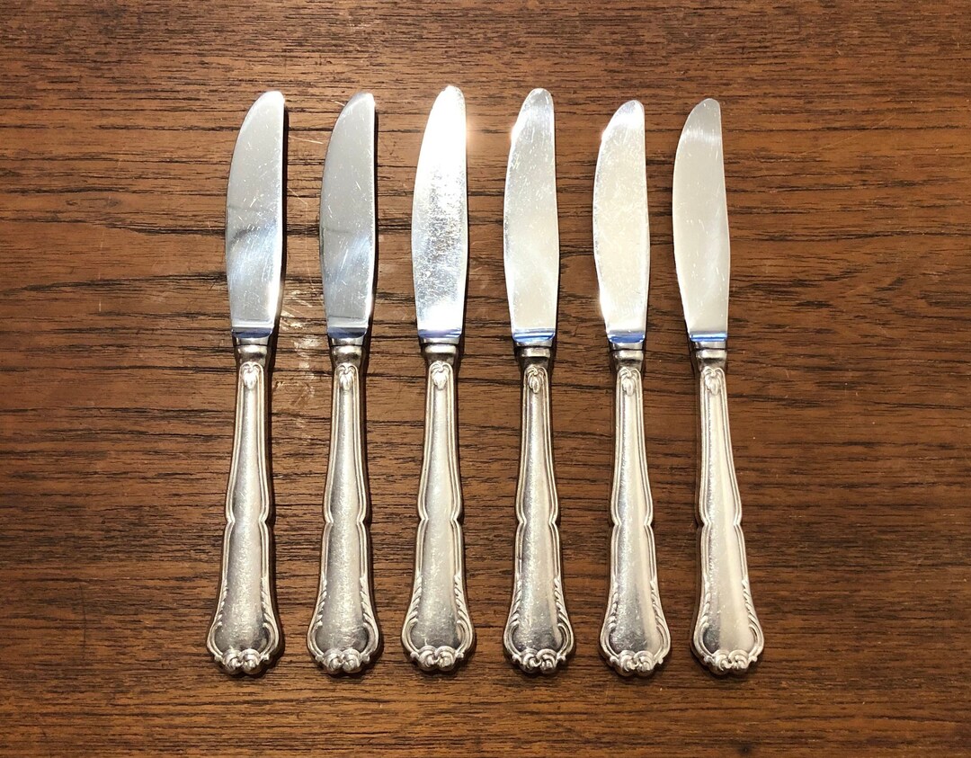 Set of Six “leonora Christine” Silverplate Lunch Knives - Danish ...