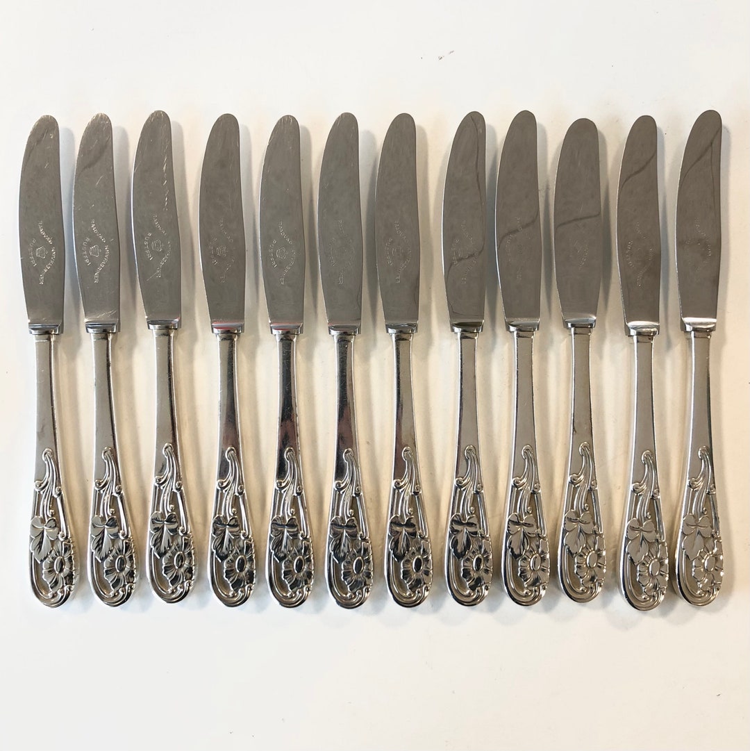 Set of 12 daisy Beautiful Silverplate Dinner Knives Design by O. V ...