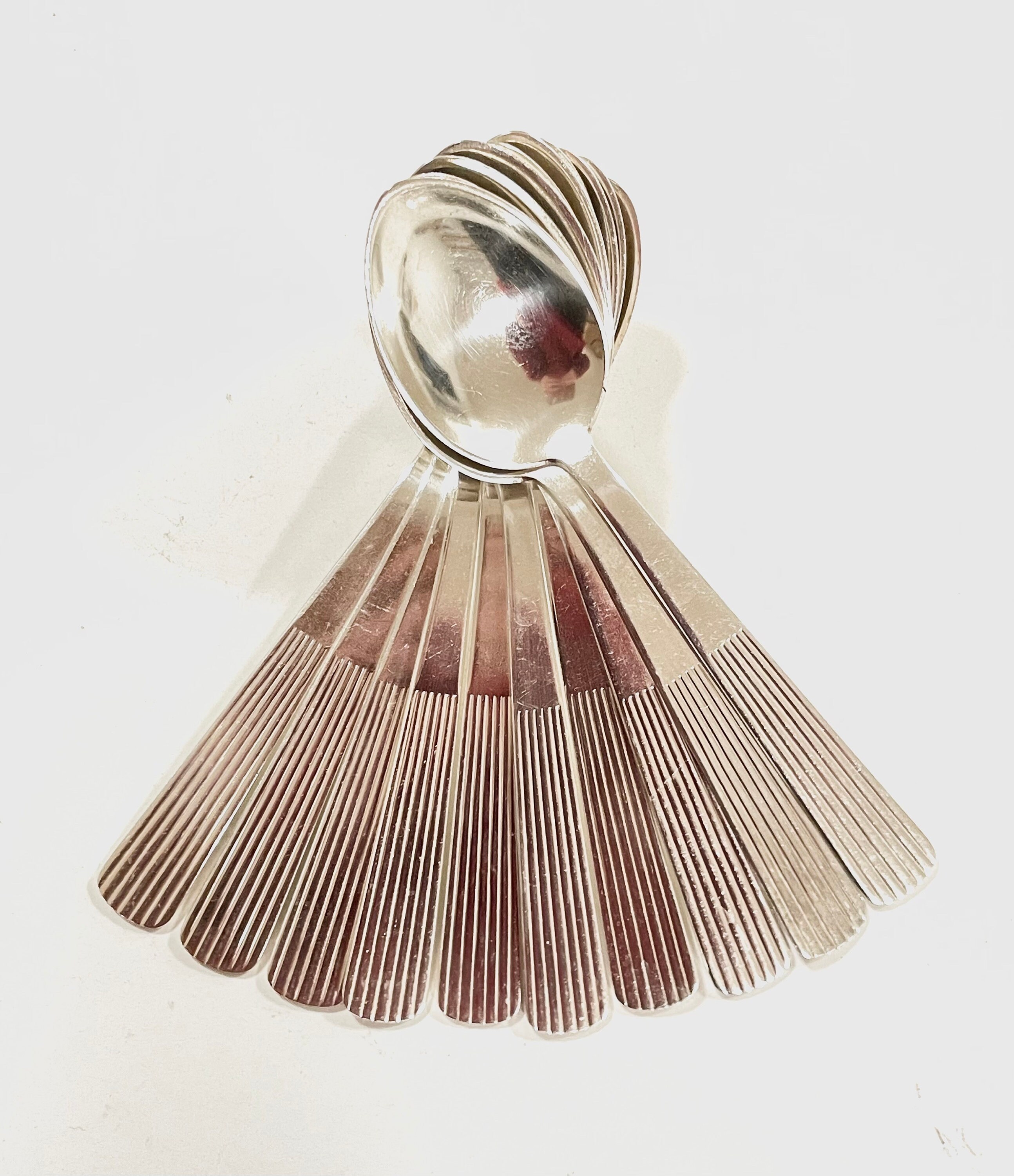 Stylish Mid Century Danish Vintage Silverplate Soup Spoons With ...