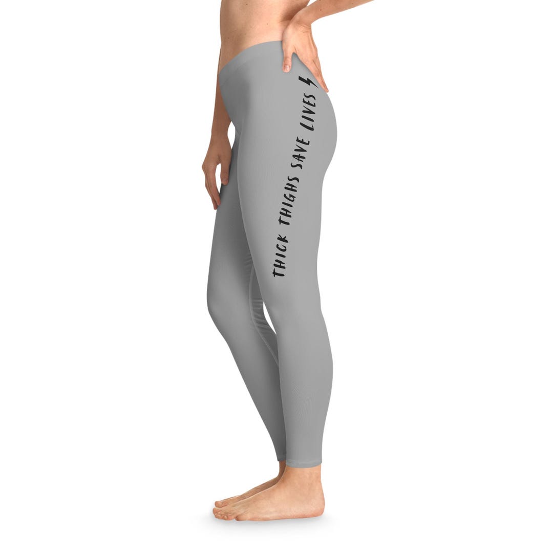 Thighs Save Lives Design With Lightning Bolt, High Waisted Yoga ...