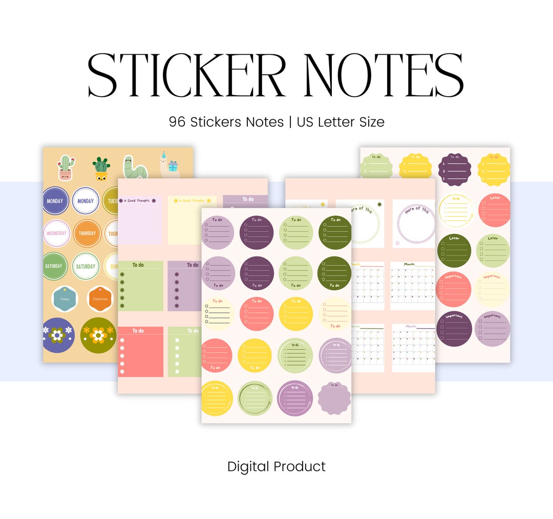 Digital Sticker Notes Templates Digital Sticker for Planner - Etsy