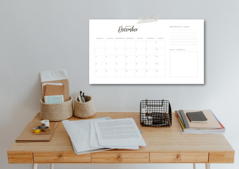 2023 Monthly Calendar, Minimalist Monthly Landscape Calendar, Printable ...