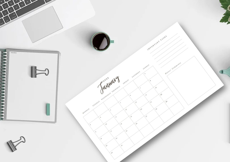 2023 Monthly Calendar, Minimalist Monthly Landscape Calendar, Printable ...