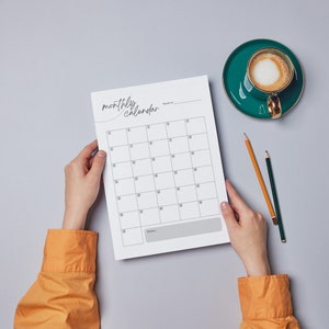 Digital Monthly Calendar, Printable and Fillable PNG - Etsy