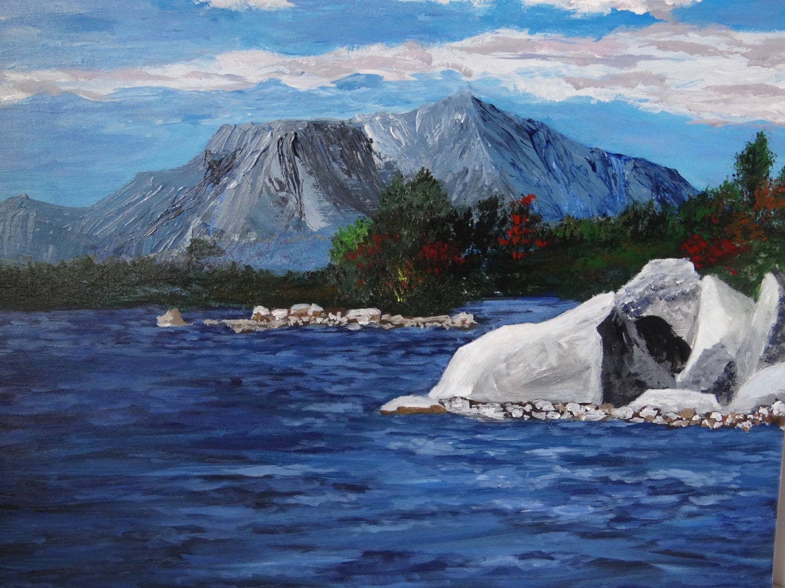 Original Acrylic Art Mt. Katahdin in Maine - Etsy