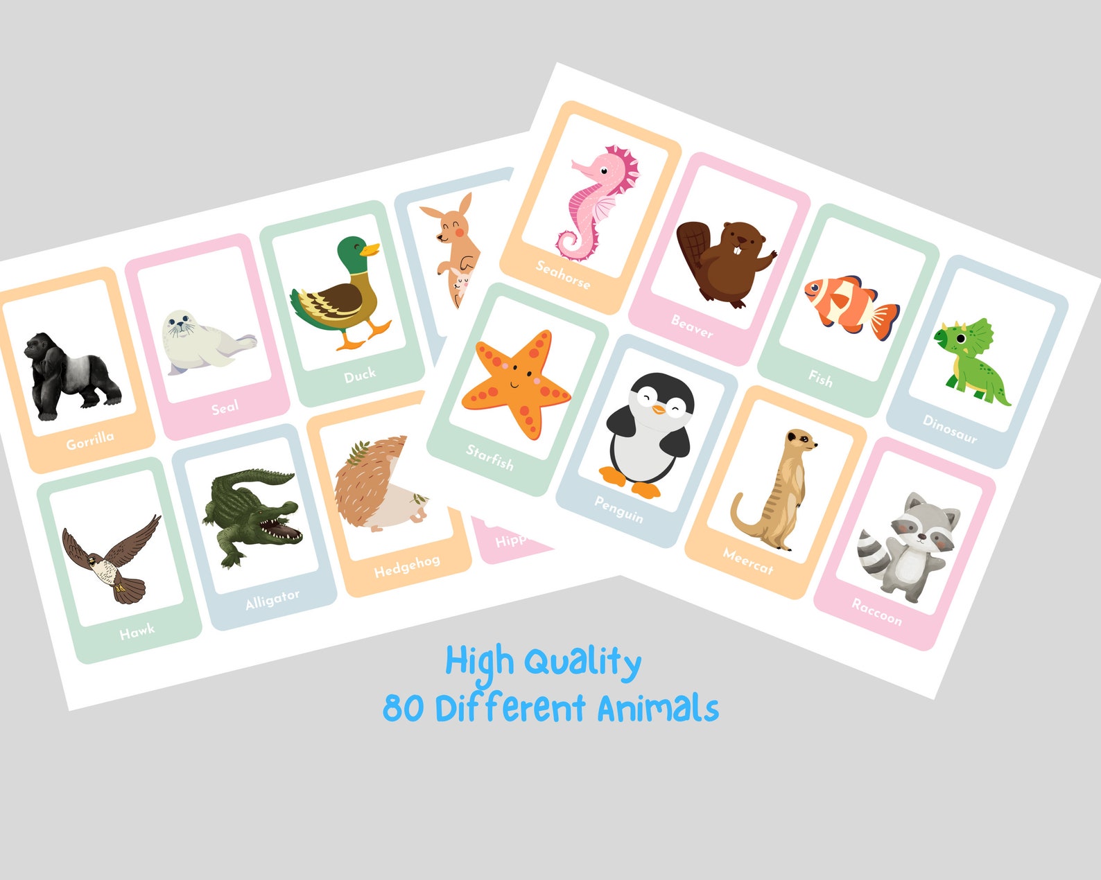 80 Animal Flashcards Domestic Animals Toddler Flashcards Montessori ...