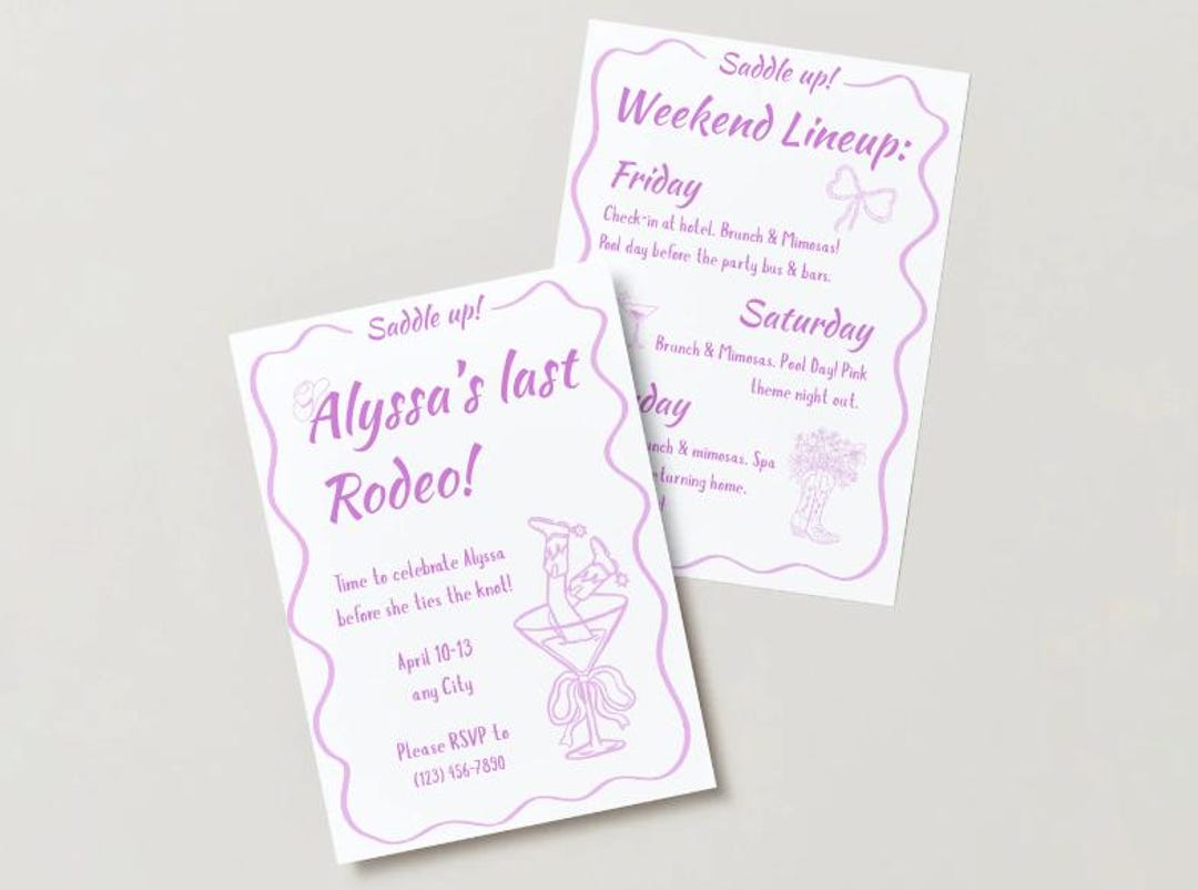 Editable Bachelorette Weekend Invitation Template•girls Trip•pink Rodeo ...