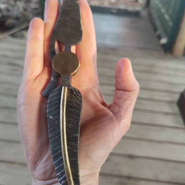 Damascus Silver Leaf Pocket Knife , Everyday Carry Knife, Damascus ...