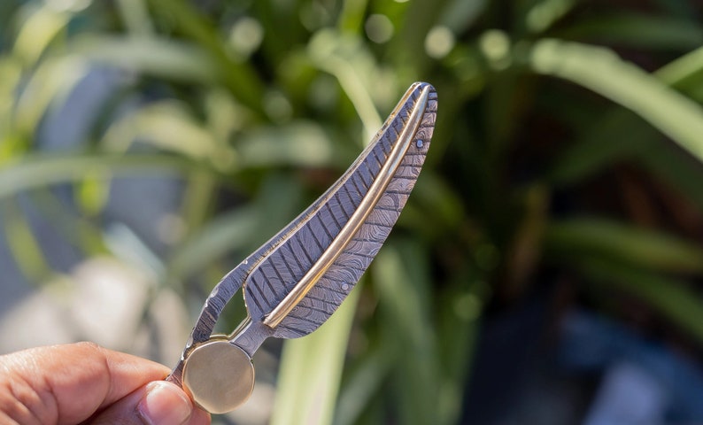 Damascus Silver Leaf Pocket Knife , Everyday Carry Knife, Damascus ...