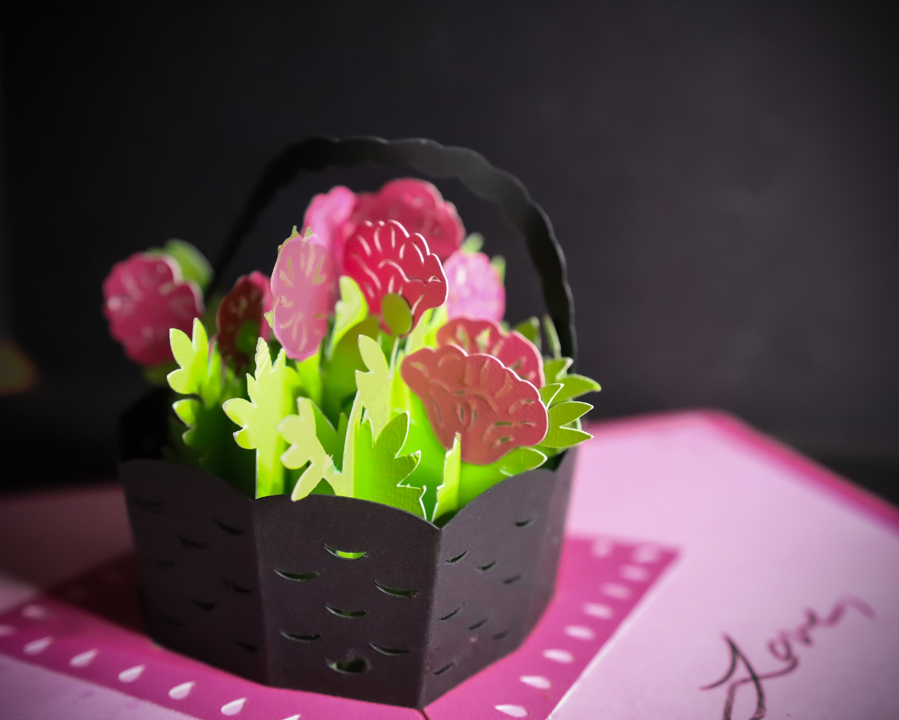 DIY 3D Papercraft Pop up Card - Basket of Flowers. Image Files for ...
