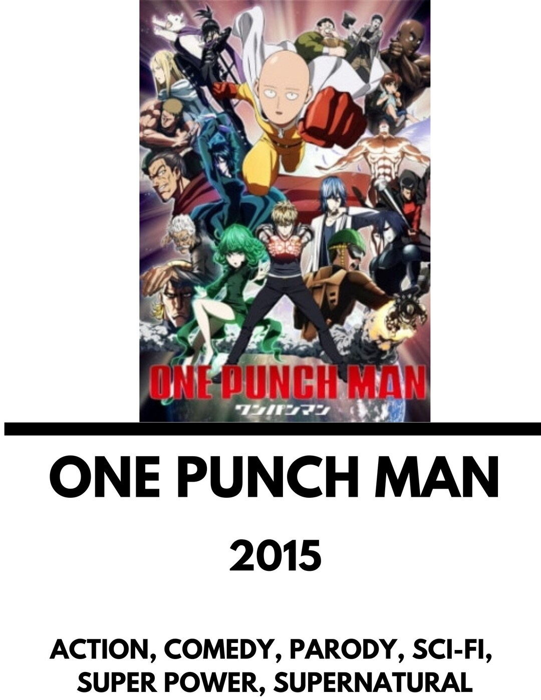 Printable One Punch Man Anime Poster Instant Download - Etsy