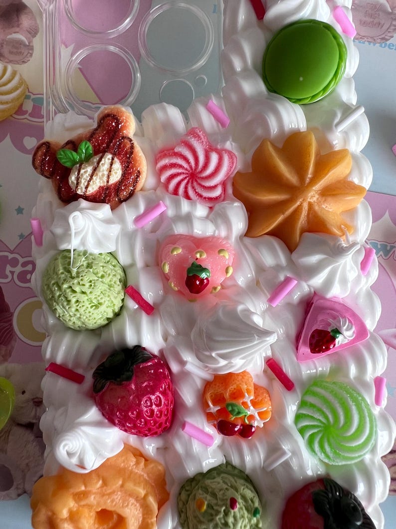 Decoden Phone Case, Matcha Strawberry Cake Charms, Custom Phone Model ...