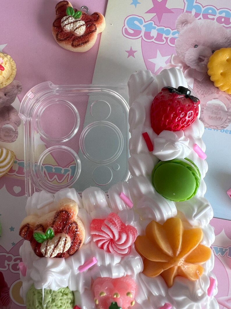 Decoden Phone Case, Matcha Strawberry Cake Charms, Custom Phone Model ...