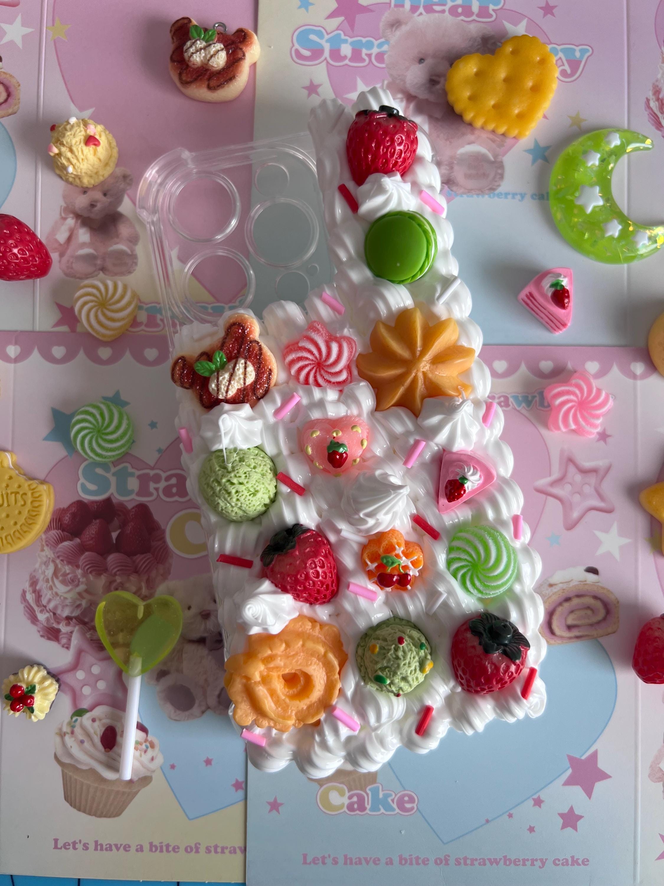 Decoden Phone Case, Matcha Strawberry Cake Charms, Custom Phone Model ...