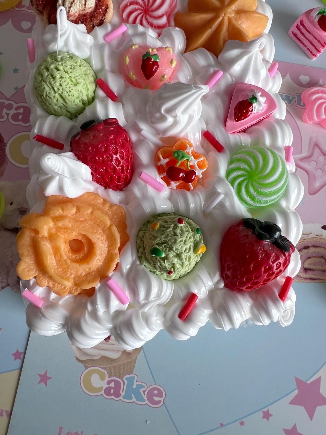 Decoden Phone Case, Matcha Strawberry Cake Charms, Custom Phone Model ...
