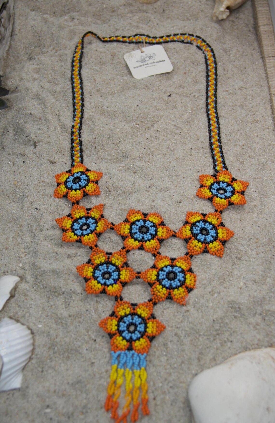 Handmade Traditional Indigenous Embera Chami Floral Beaded Necklace ...