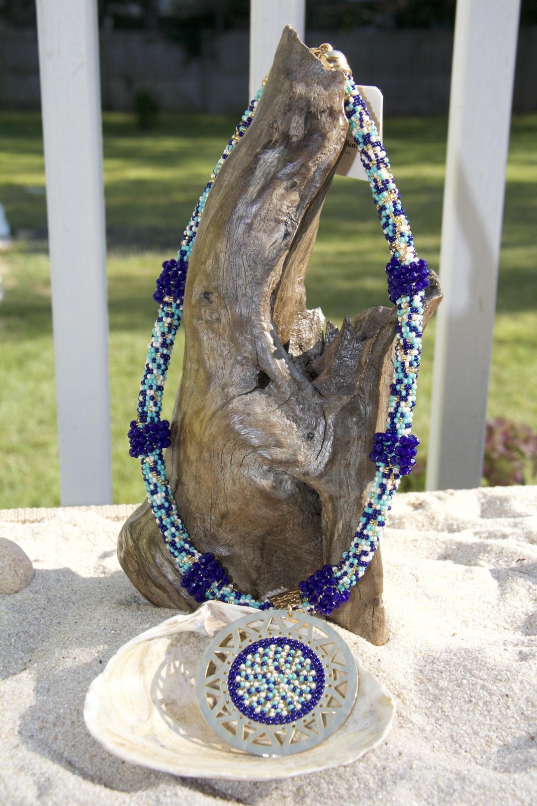 Handmade Beaded Necklace With Circular Centerpiece, Traditional ...