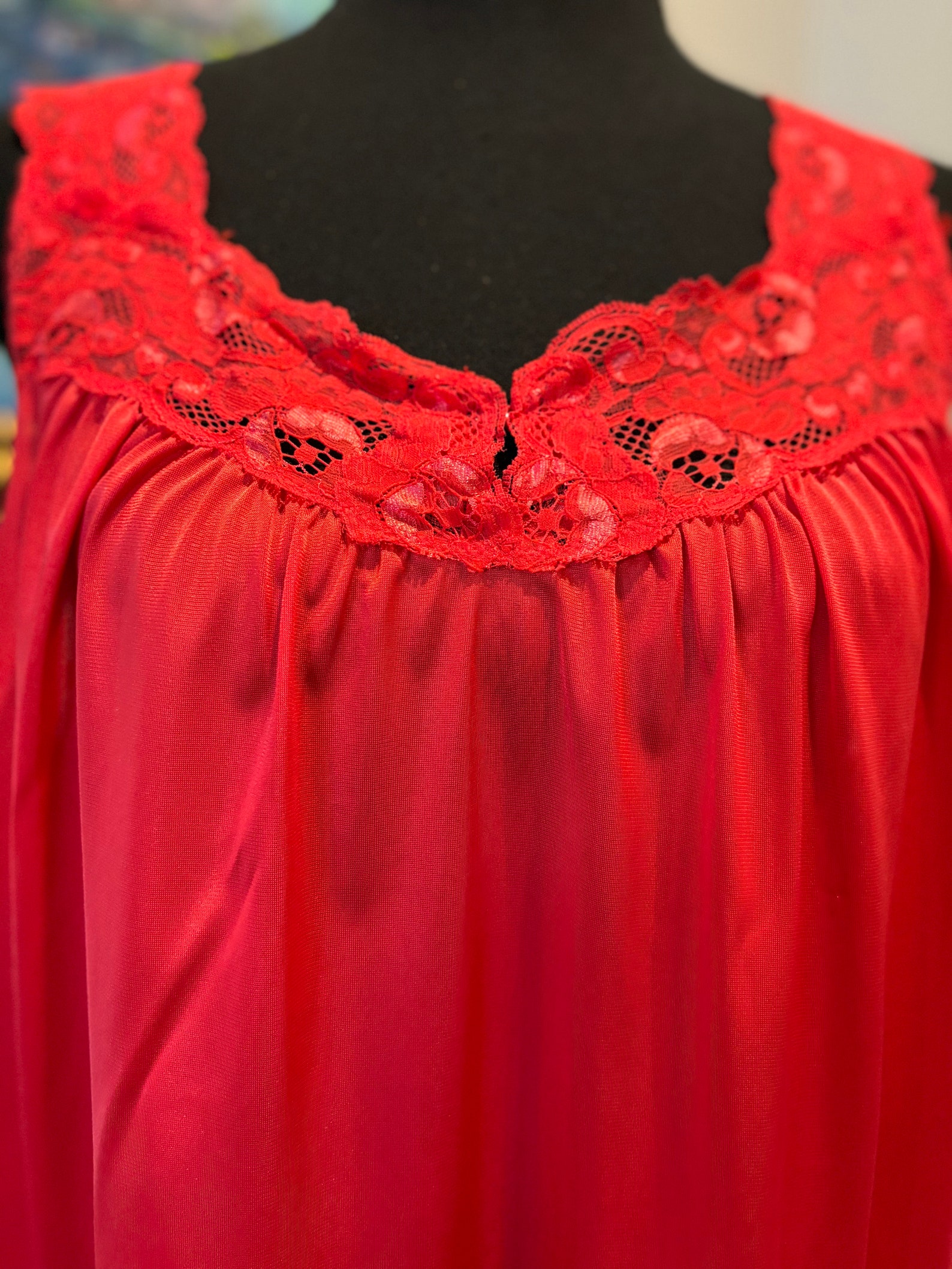 SALE!! Red Vintage Shadowline Gown - Etsy