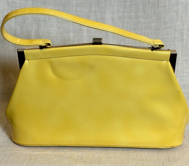 Unique Vintage Yellow Patent Purse - Etsy