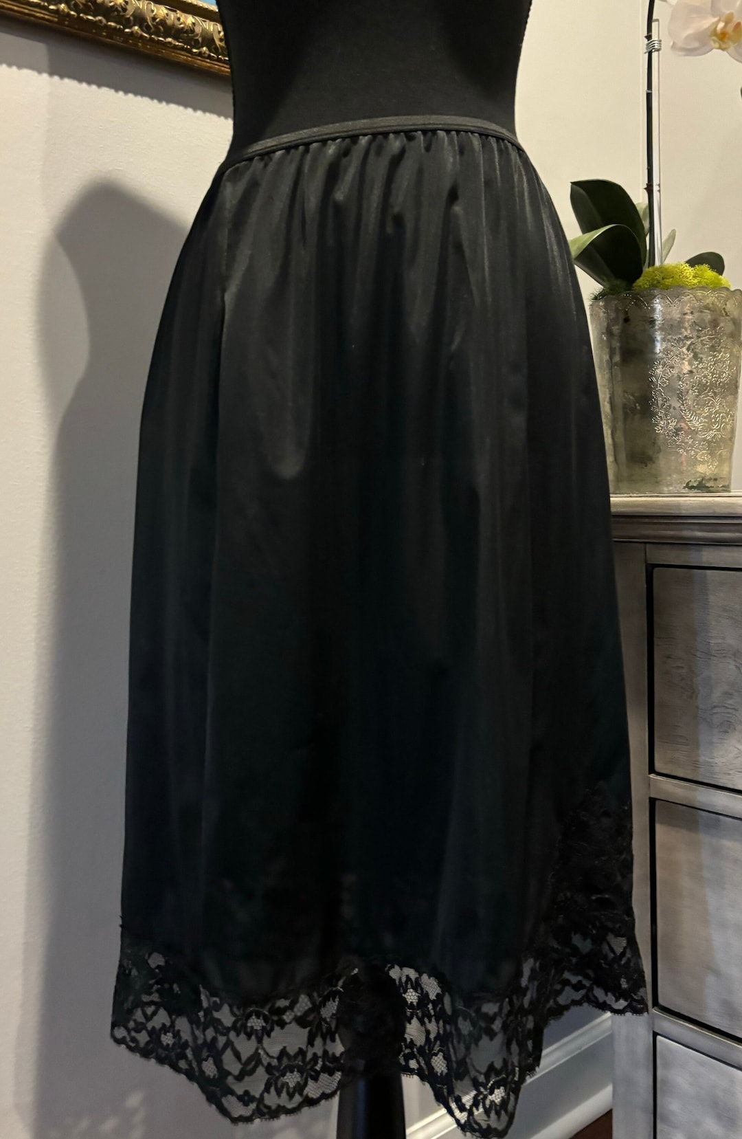 Black Vintage Half Slip With Lace - Etsy