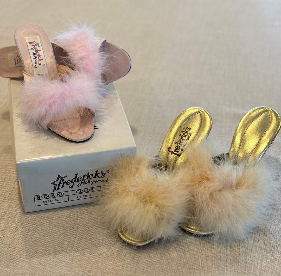 Classic Fredrick's of Hollywood Maribou Feather Shoes - Etsy