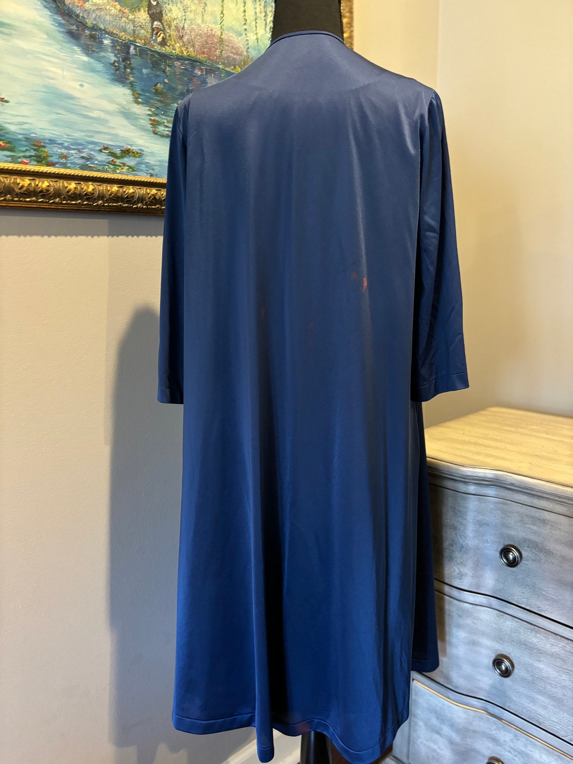 Dark Blue Vintage Shadowline Peignoir Set - Etsy