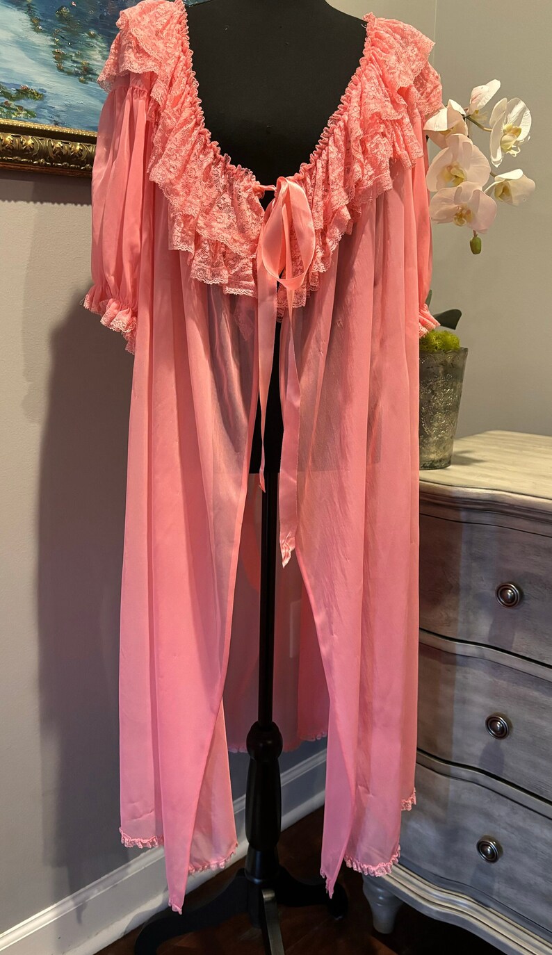 60s Bright Salmon Pink GYM Flirty Robe - Etsy