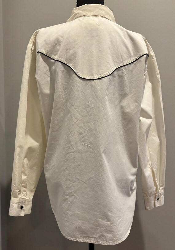 Vintage White Western Shirt with Black Details - Gem