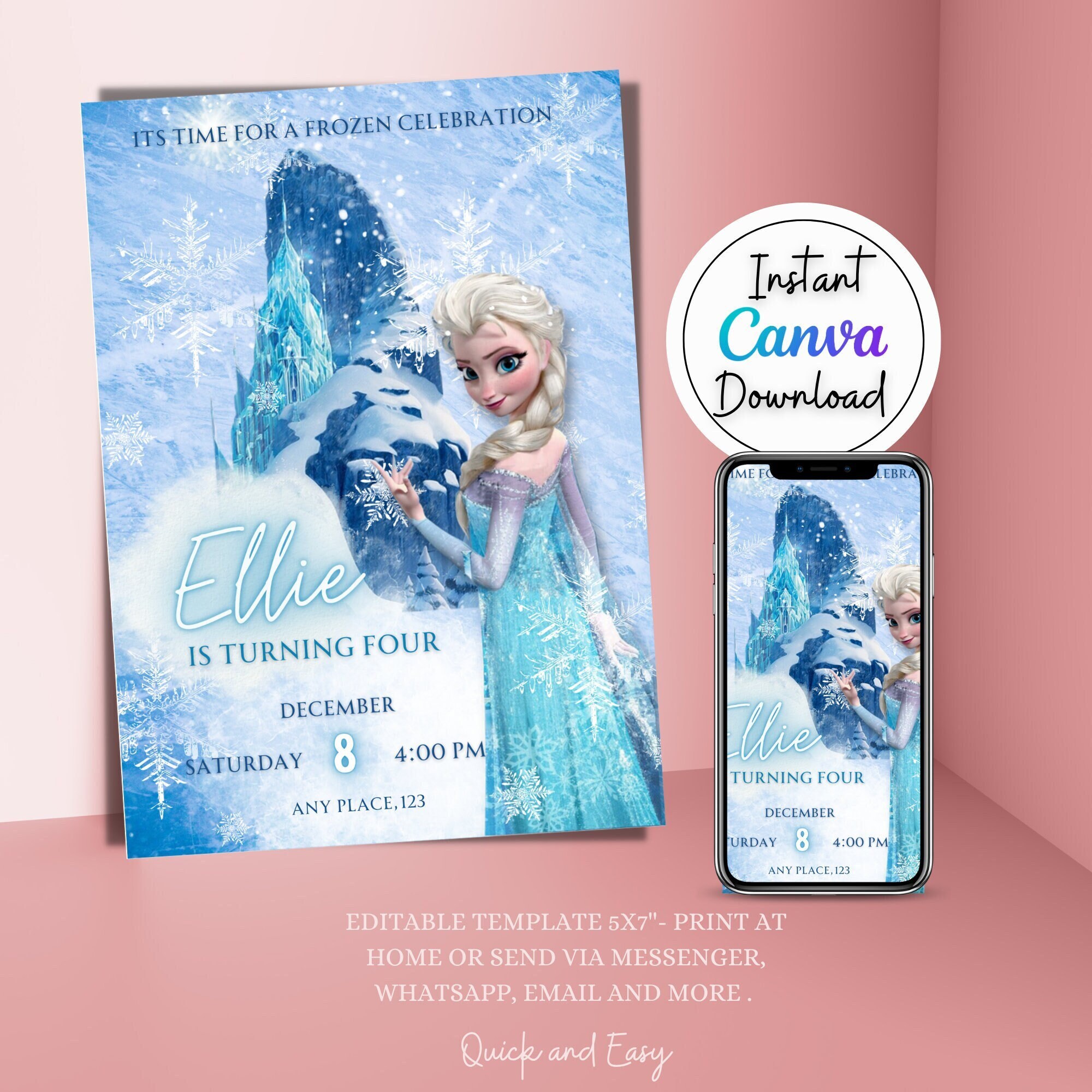Frozen Editable Theme Party Invitation - Etsy