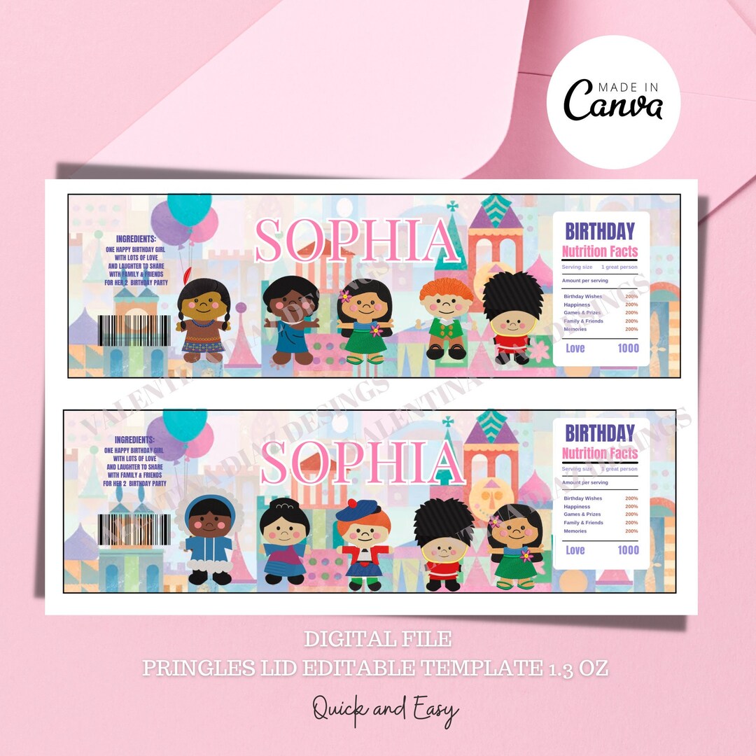 Pringles Label Template its a Small World Theme Party - Etsy