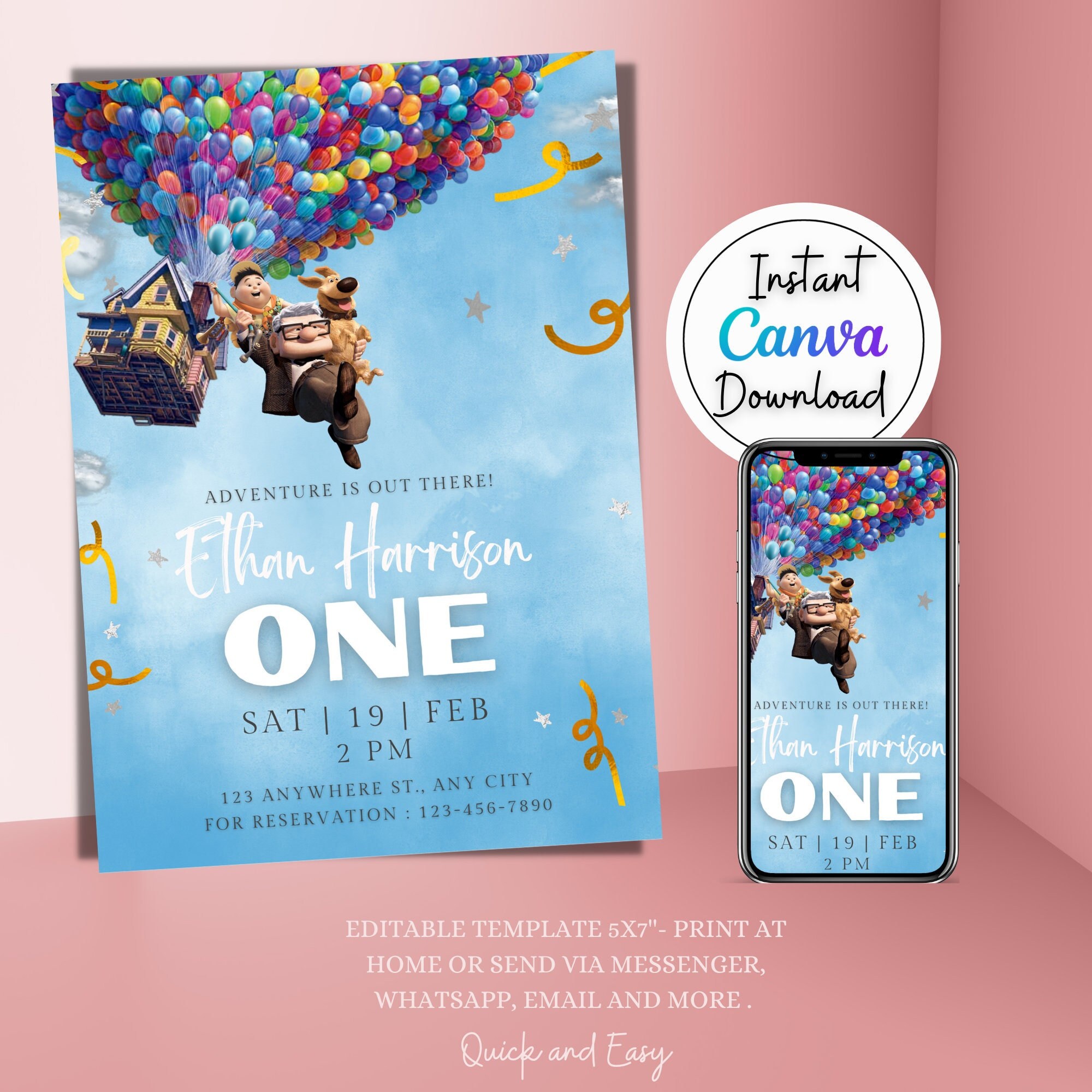 Up Movie Editable Theme Party Invitation - Etsy