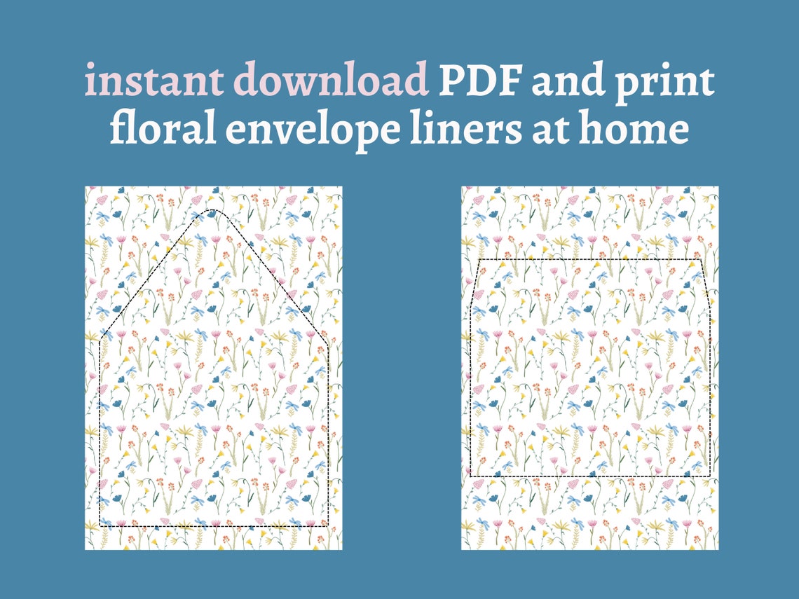 Printable Floral Envelope Liners, Digital Download A7 Envelope Liners ...