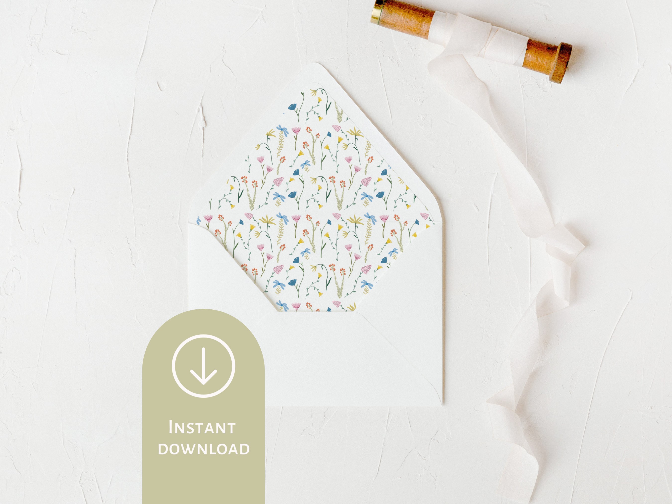 Printable Floral Envelope Liners, Digital Download A7 Envelope Liners ...