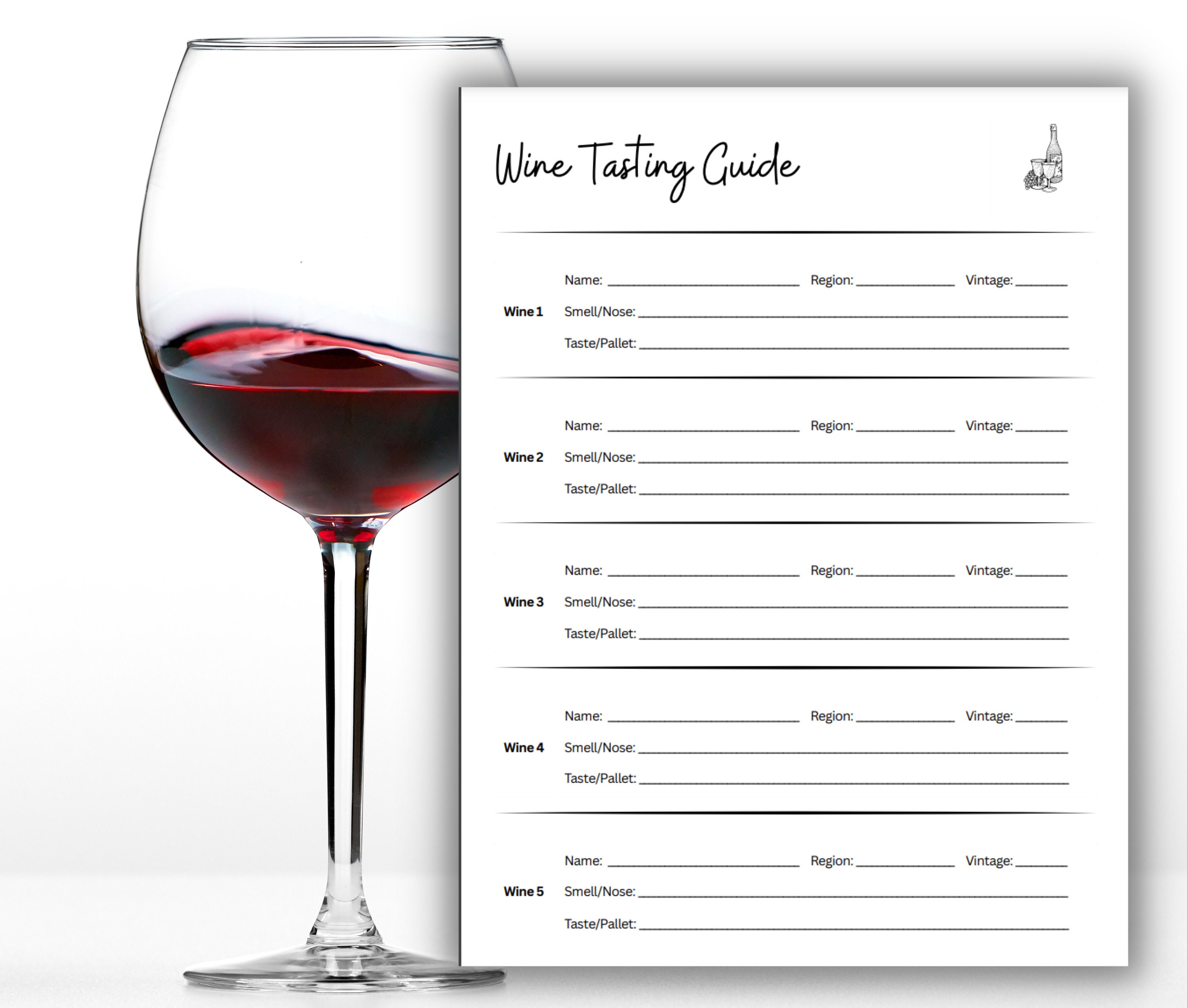Wine Tasting Guide Wine Party Game Wine Tasting Note Sheet Etsy